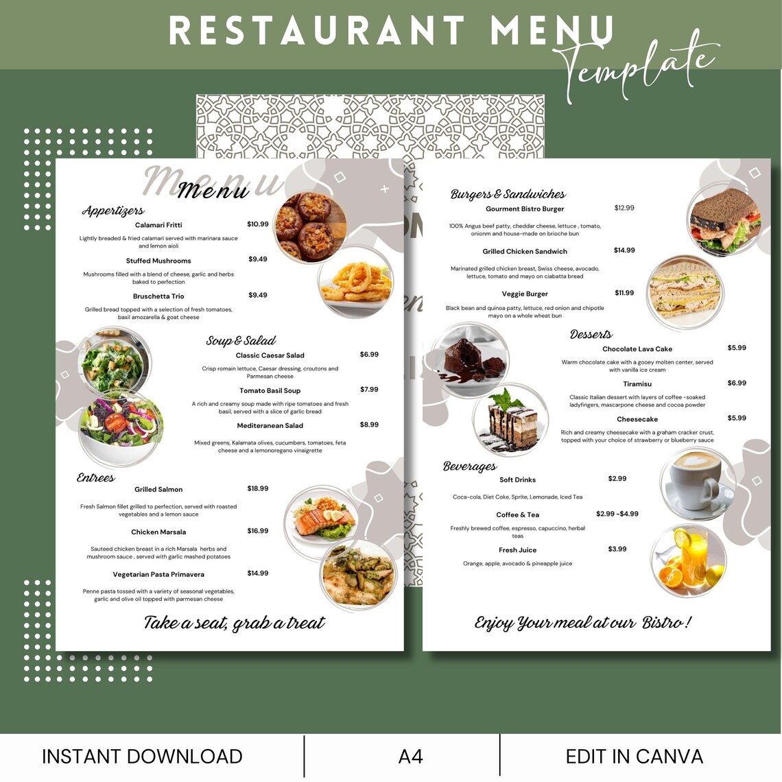 Restaurant Price List, Restaurant Menu, Menu Editable, Editable Price ...