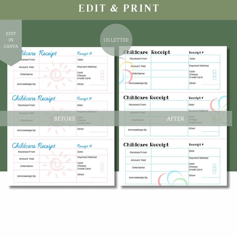 Childcare Receipt, Daycare Receipts, Receipt Daycare Services ...