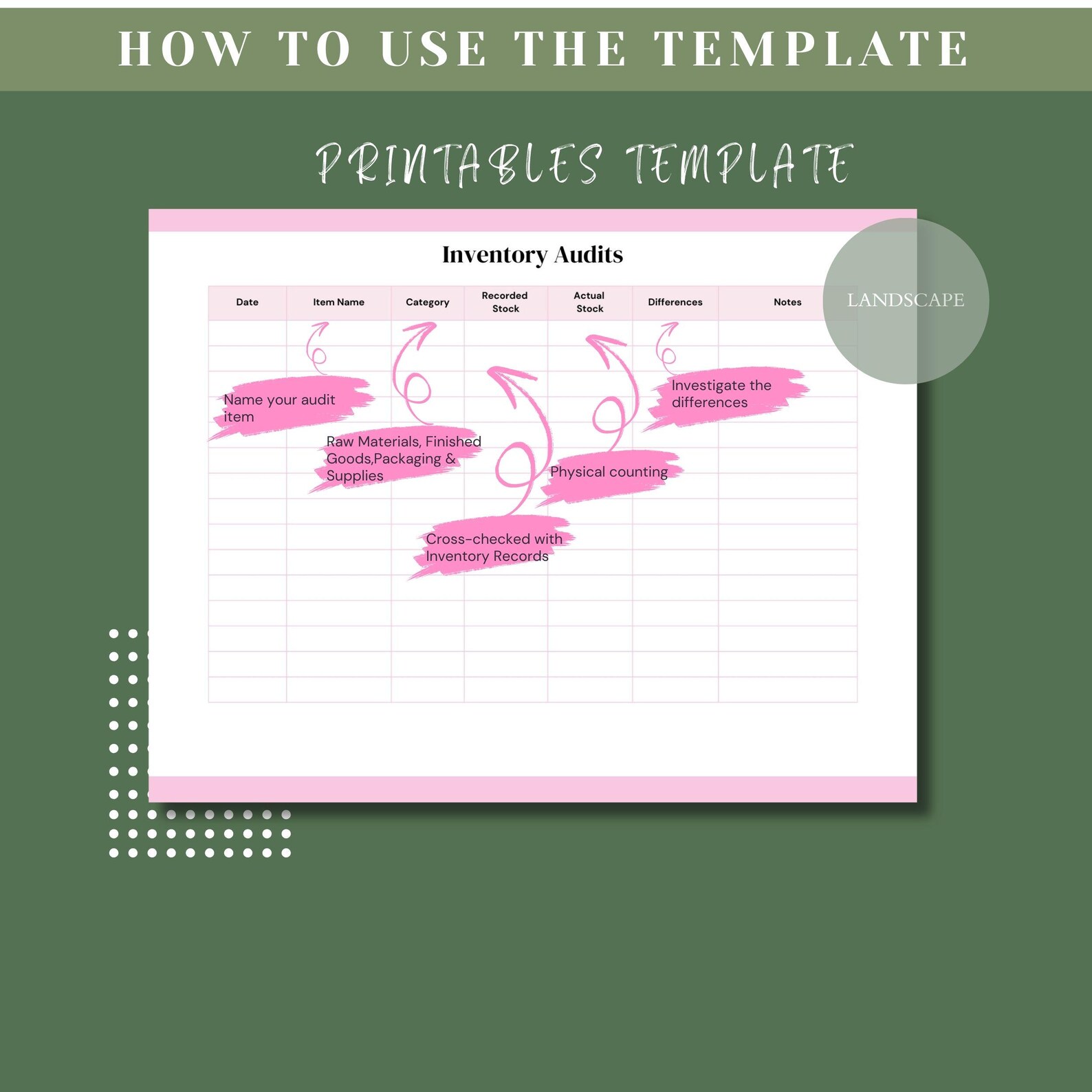 Printable Inventory Audit Tracker,product Inventory, Inventory Audit ...