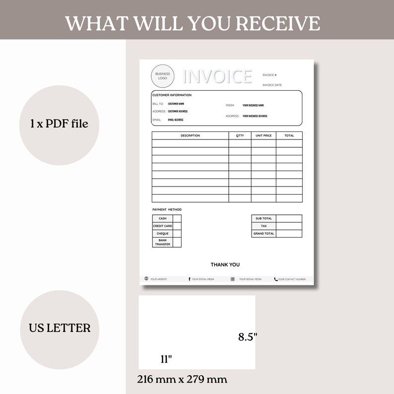 Invoice Template Editable and Printable Bakery Custom Form (CANVA) - Etsy