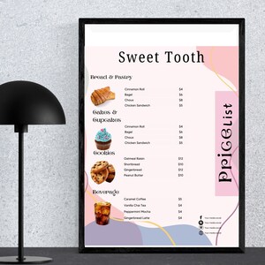 Cake Price List, Minimalist Price List, Bakery Menu Template, Bakery ...