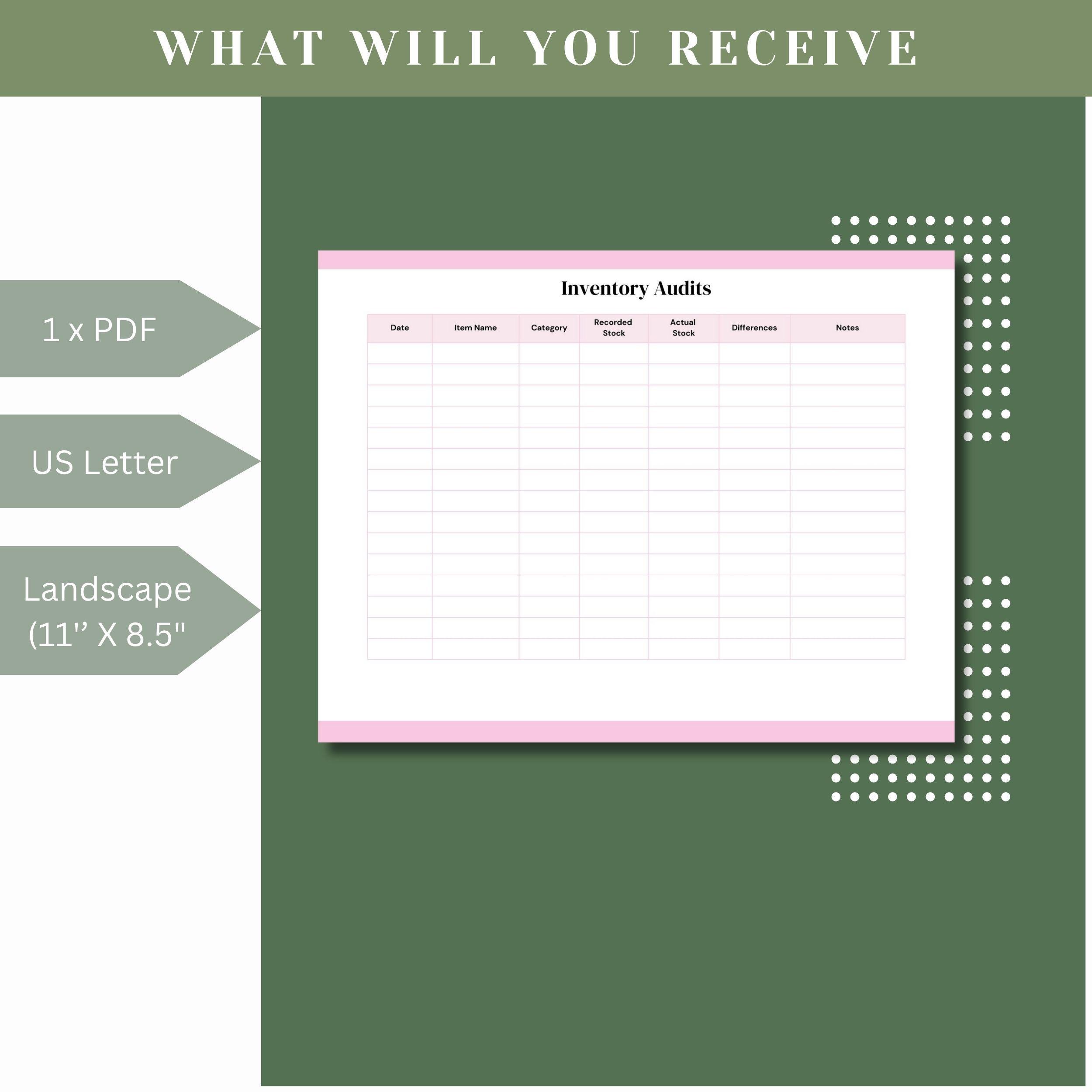 Printable Inventory Audit Tracker,product Inventory, Inventory Audit ...