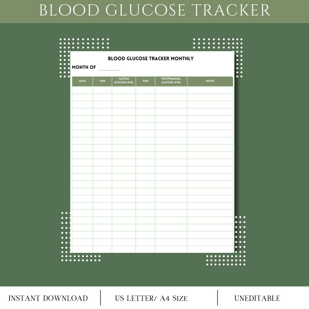 Blood Sugar Log, Printable Blood Sugar Tracker, Blood Glucose Tracker ...