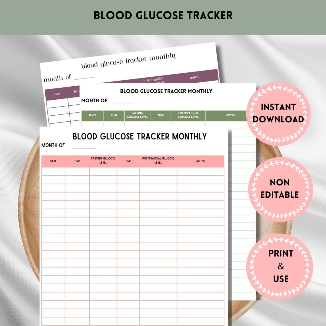 Blood Sugar Log, Printable Blood Sugar Tracker, Blood Glucose Tracker ...