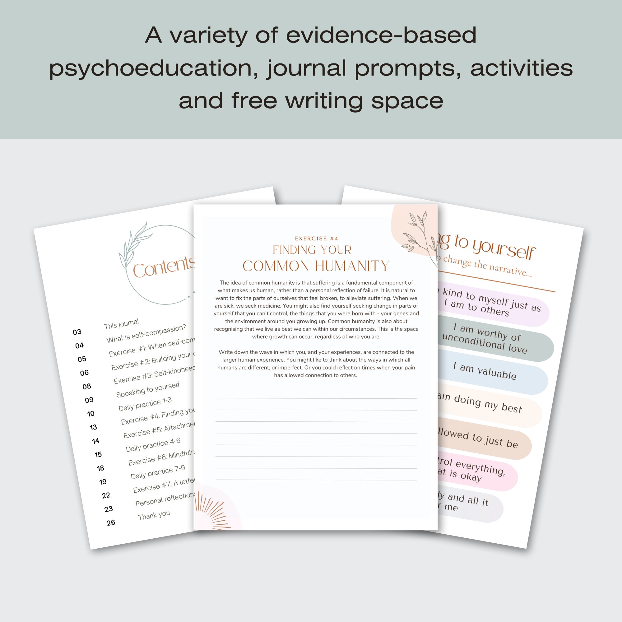 Self-compassion Guided Journal | Workbook | Therapy Resource | Self ...