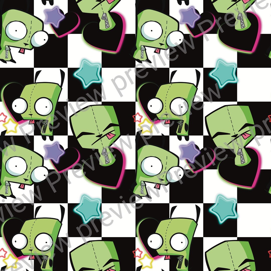 Gir Invader Zim Checkerboard Seamless Pattern - Etsy
