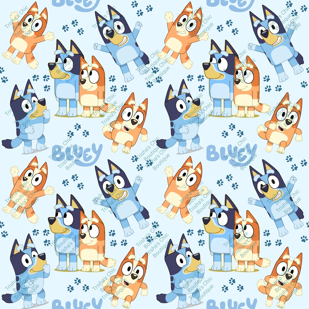 Bluey Seamless Pattern Digital Download Bluey Bingo & Parents Blue ...