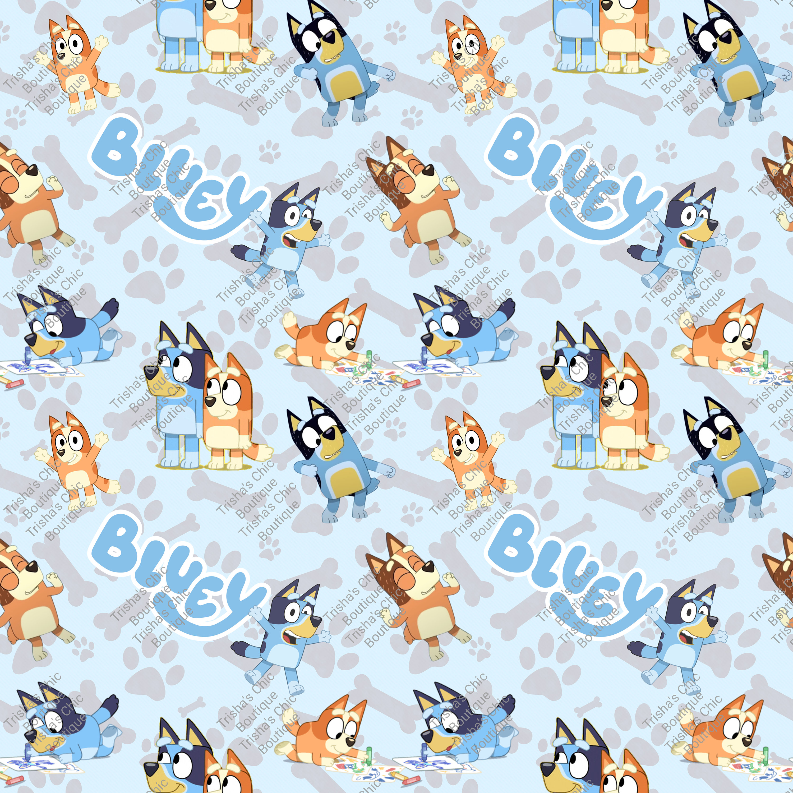 Bluey Seamless Pattern Digital Download Bluey Bingo & Parents Cute Blue ...