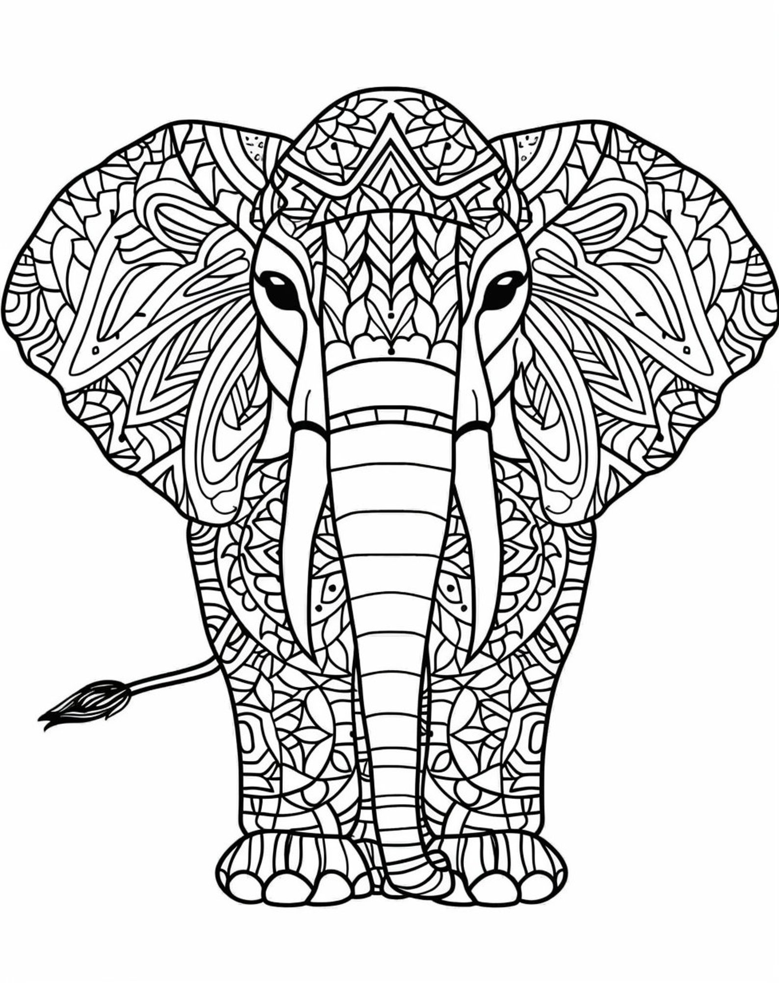 20 Elephant Mandala Adult Coloring Pages - Etsy