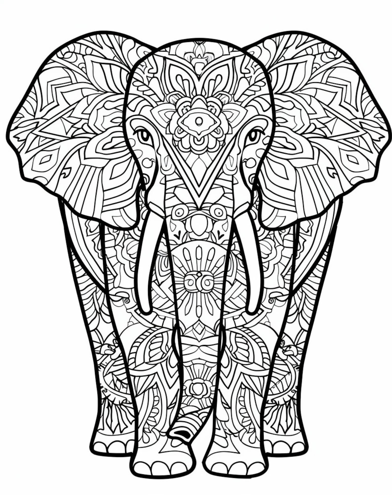 20 Elephant Mandala Adult Coloring Pages - Etsy