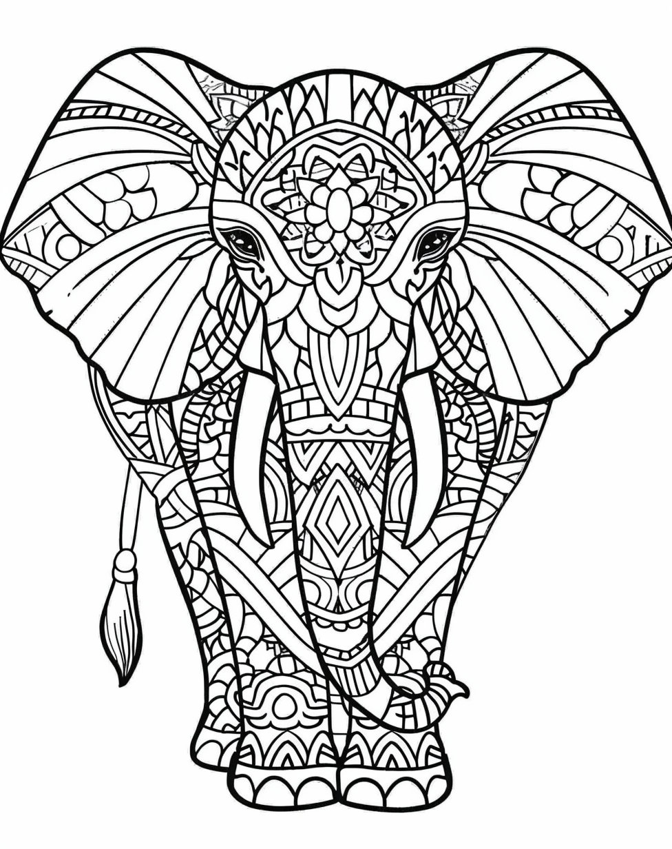 20 Elephant Mandala Adult Coloring Pages - Etsy