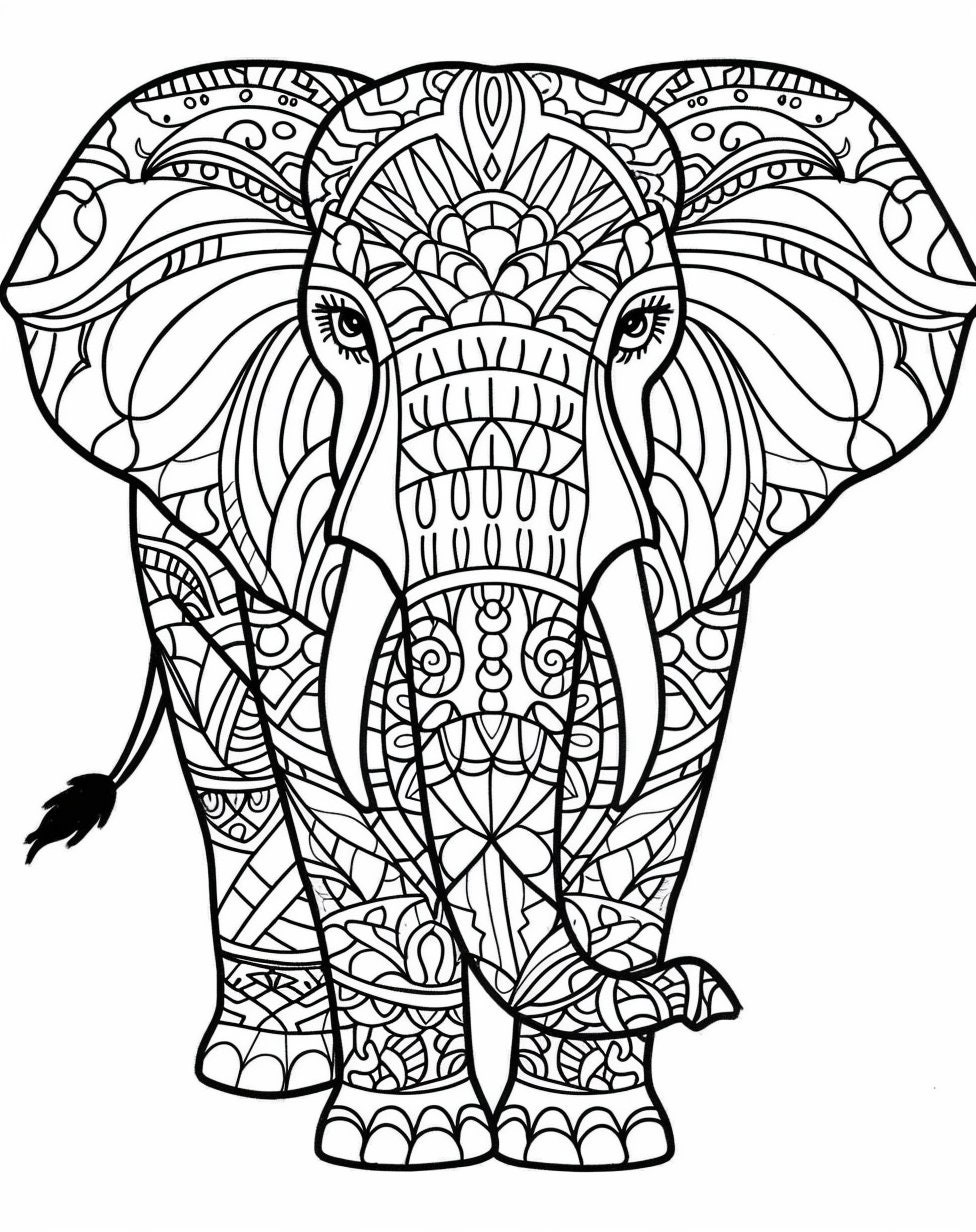 20 Elephant Mandala Adult Coloring Pages - Etsy