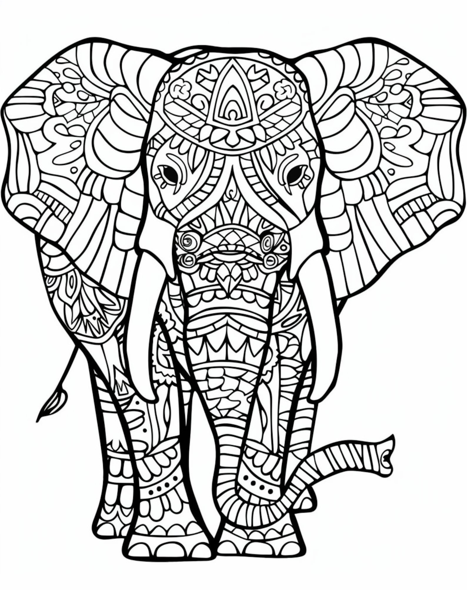 20 Elephant Mandala Adult Coloring Pages - Etsy