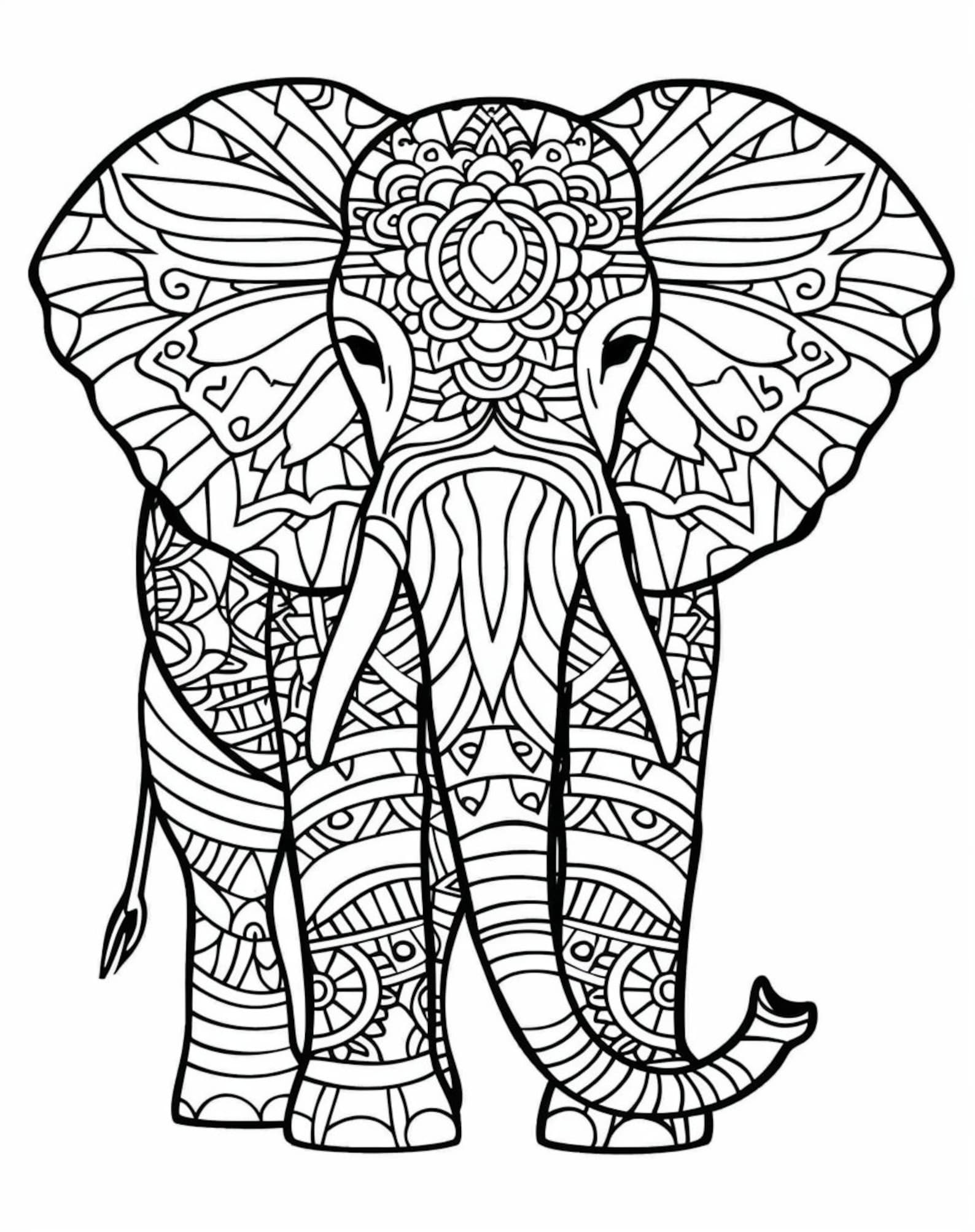 20 Elephant Mandala Adult Coloring Pages - Etsy