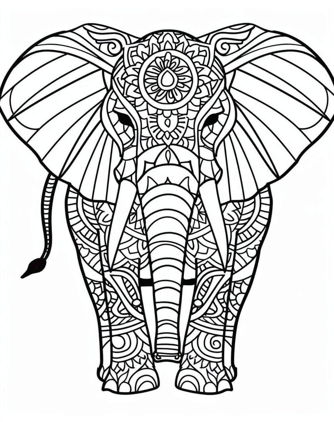 20 Elephant Mandala Adult Coloring Pages - Etsy