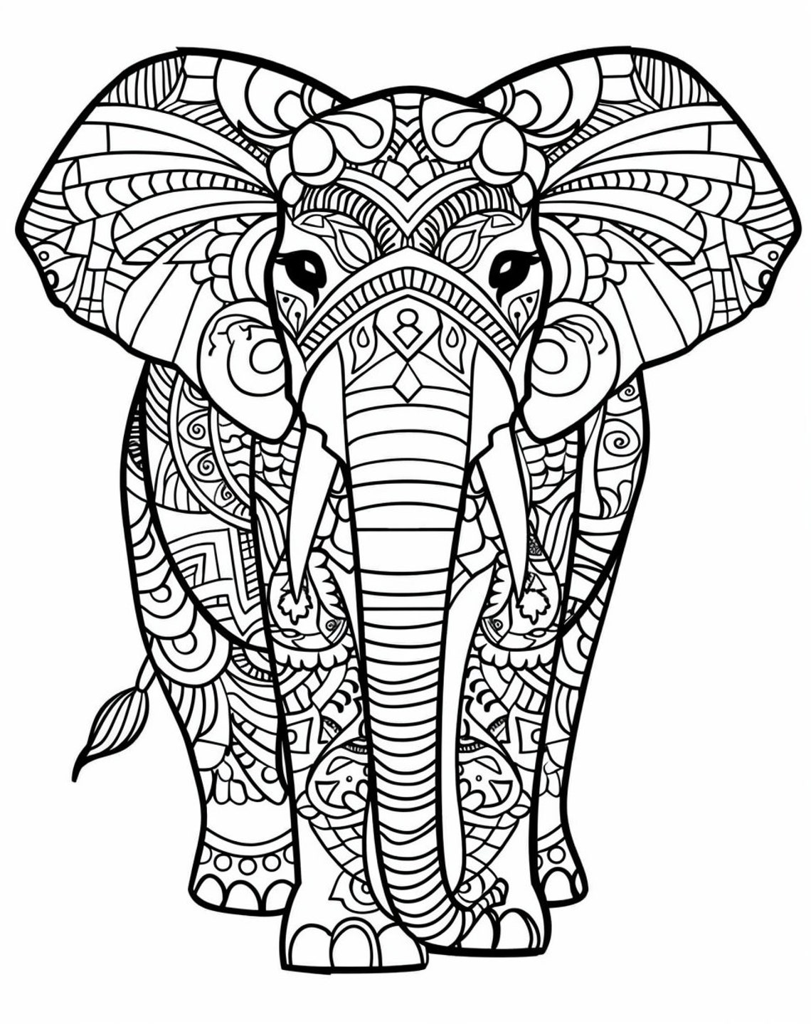 20 Elephant Mandala Adult Coloring Pages - Etsy