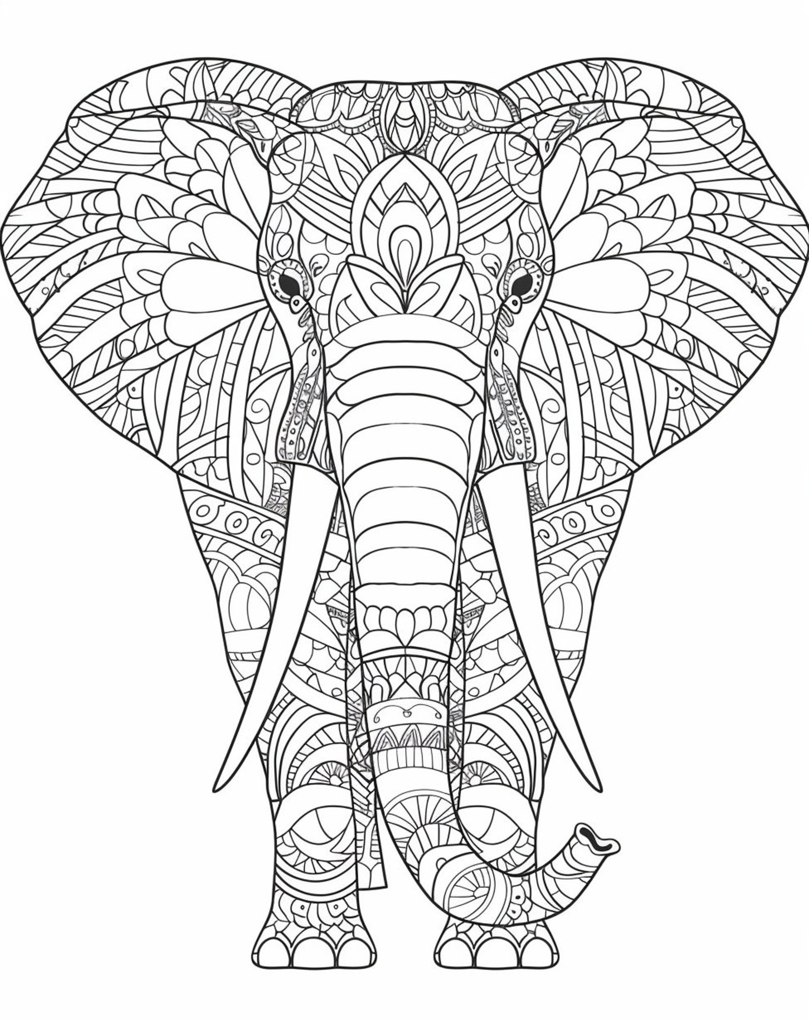 20 Elephant Mandala Adult Coloring Pages - Etsy