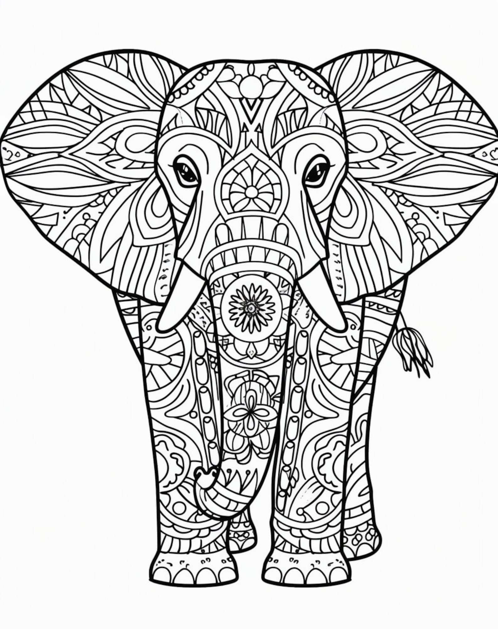 20 Elephant Mandala Adult Coloring Pages - Etsy