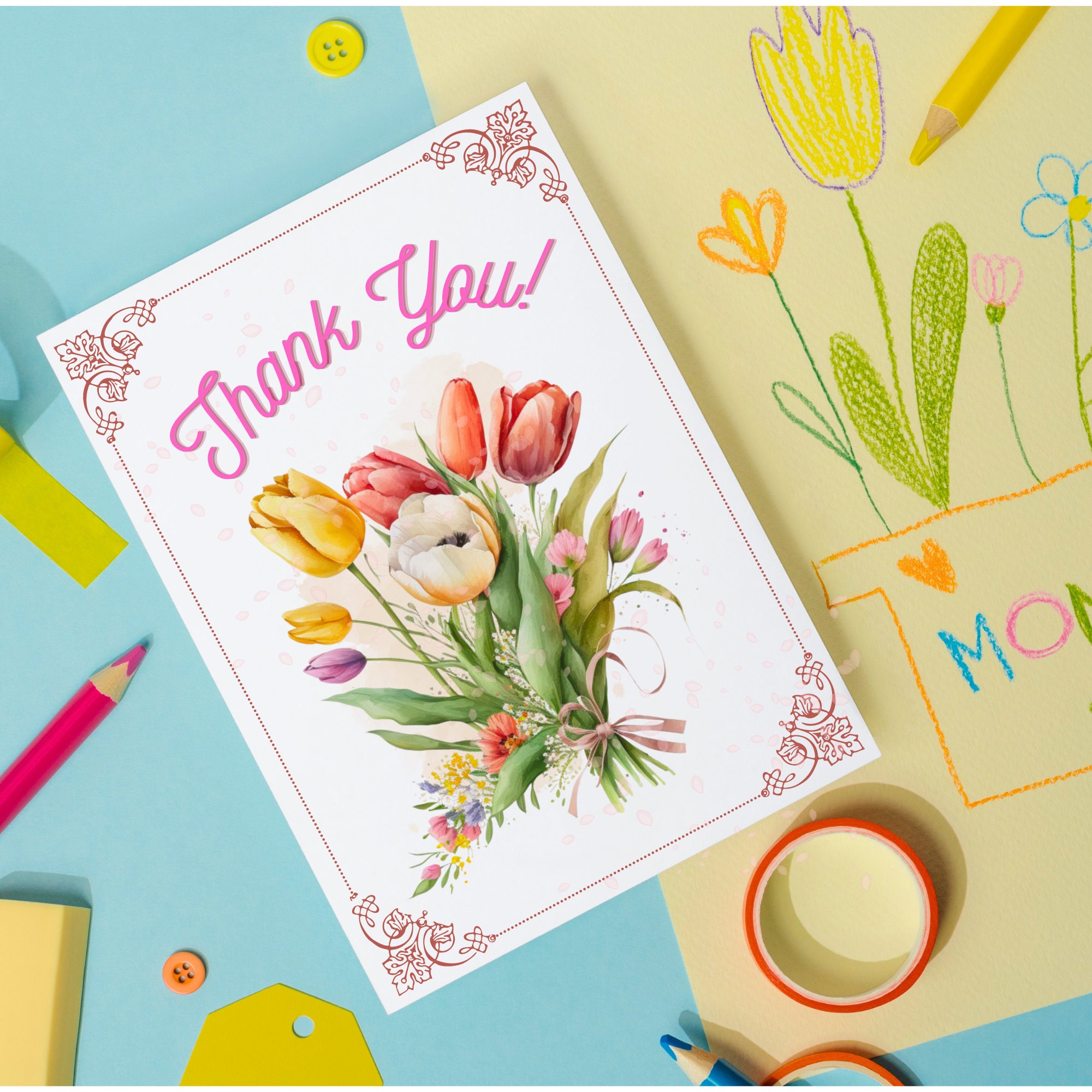 Watercolor Floral Tulips Clipart Colorful Flowers for Mother's Day ...