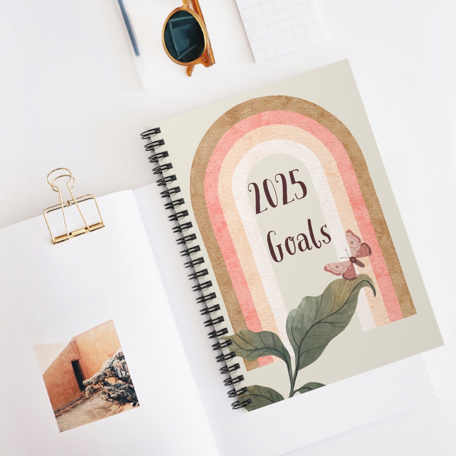 2025 Goals Lined Notebook 6x8 Spiral Journal 118 Pages Aesthetic Design ...