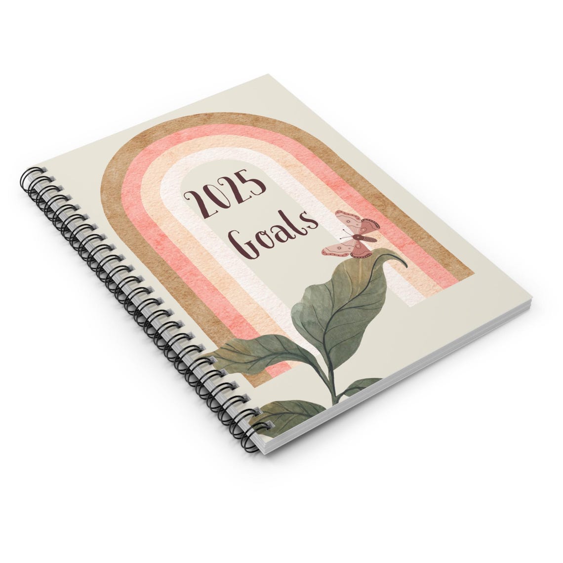 2025 Goals Lined Notebook 6x8 Spiral Journal 118 Pages Aesthetic Design ...