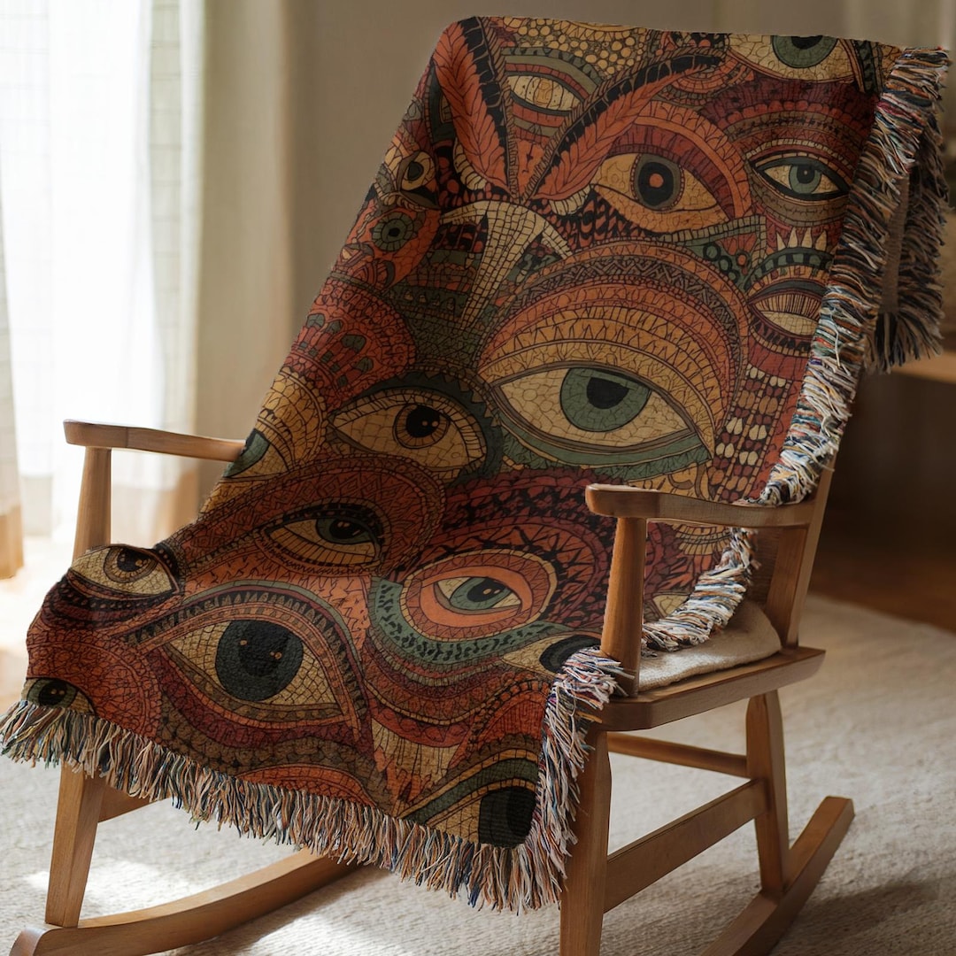Bohemian Eye Pattern Woven Blanket Boho Throw Blanket Couch Sofa Decor ...
