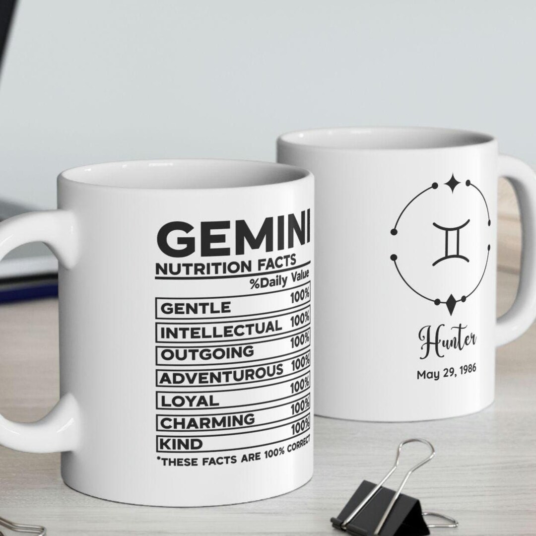 Gemini Astrology Coffee Mug Custom Gemini Cup Personalize Horoscope ...