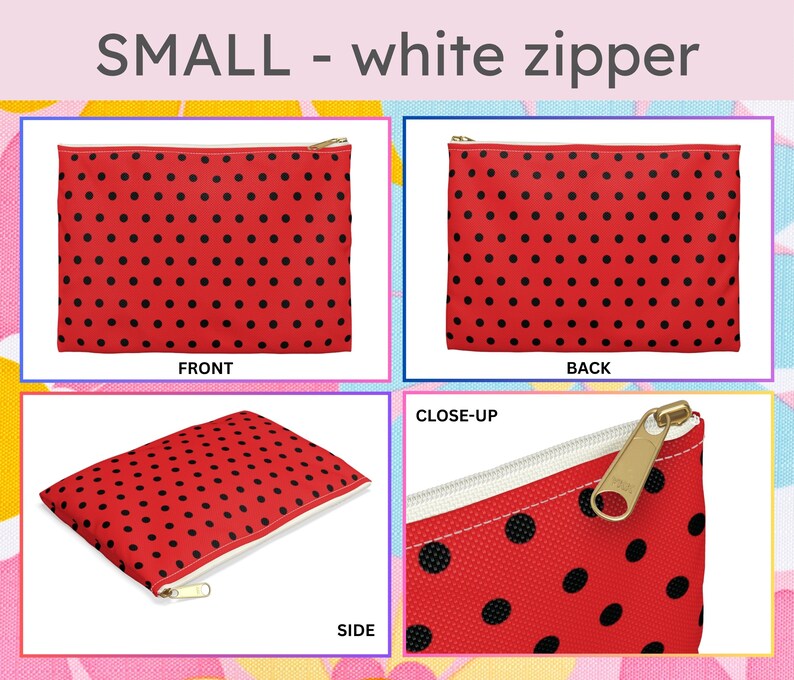Red Black Polka Dot Accessory Pouch, Red Ladybug Cosmetic Zip Purse ...