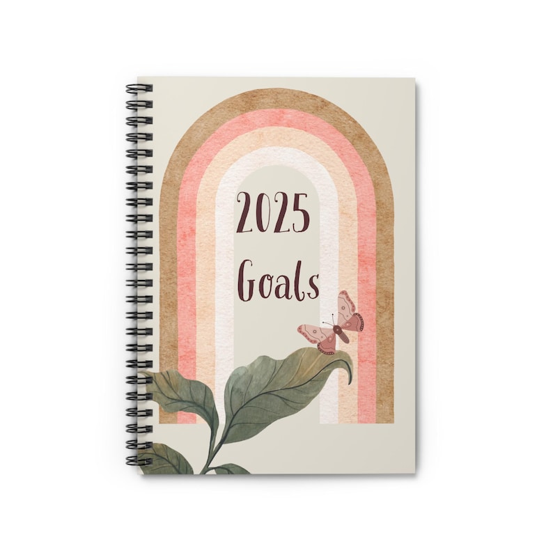 2025 Goals Lined Notebook 6x8 Spiral Journal 118 Pages Aesthetic Design ...