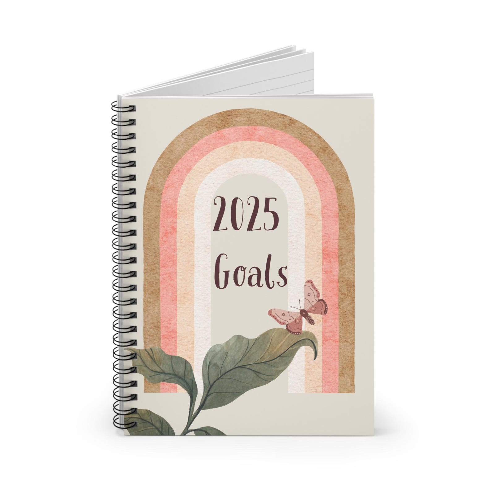 2025 Goals Lined Notebook 6x8 Spiral Journal 118 Pages Aesthetic Design ...