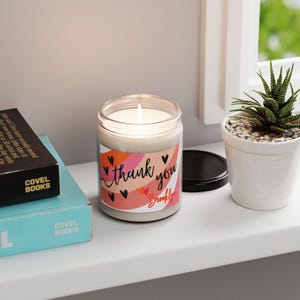 Personalized Thank You Candle - Custom Scented Gift - Unique Gratitude ...