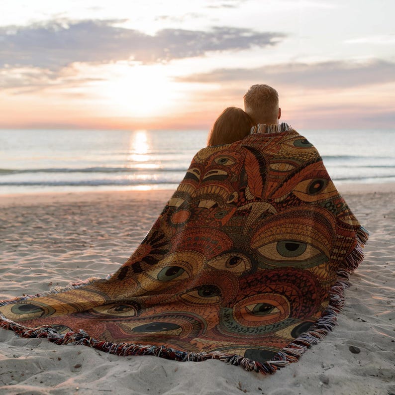 Bohemian Eye Pattern Woven Blanket Boho Throw Blanket Couch Sofa Decor ...
