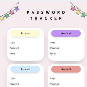 Printable Password Tracker Color-coded With Stars. - Etsy