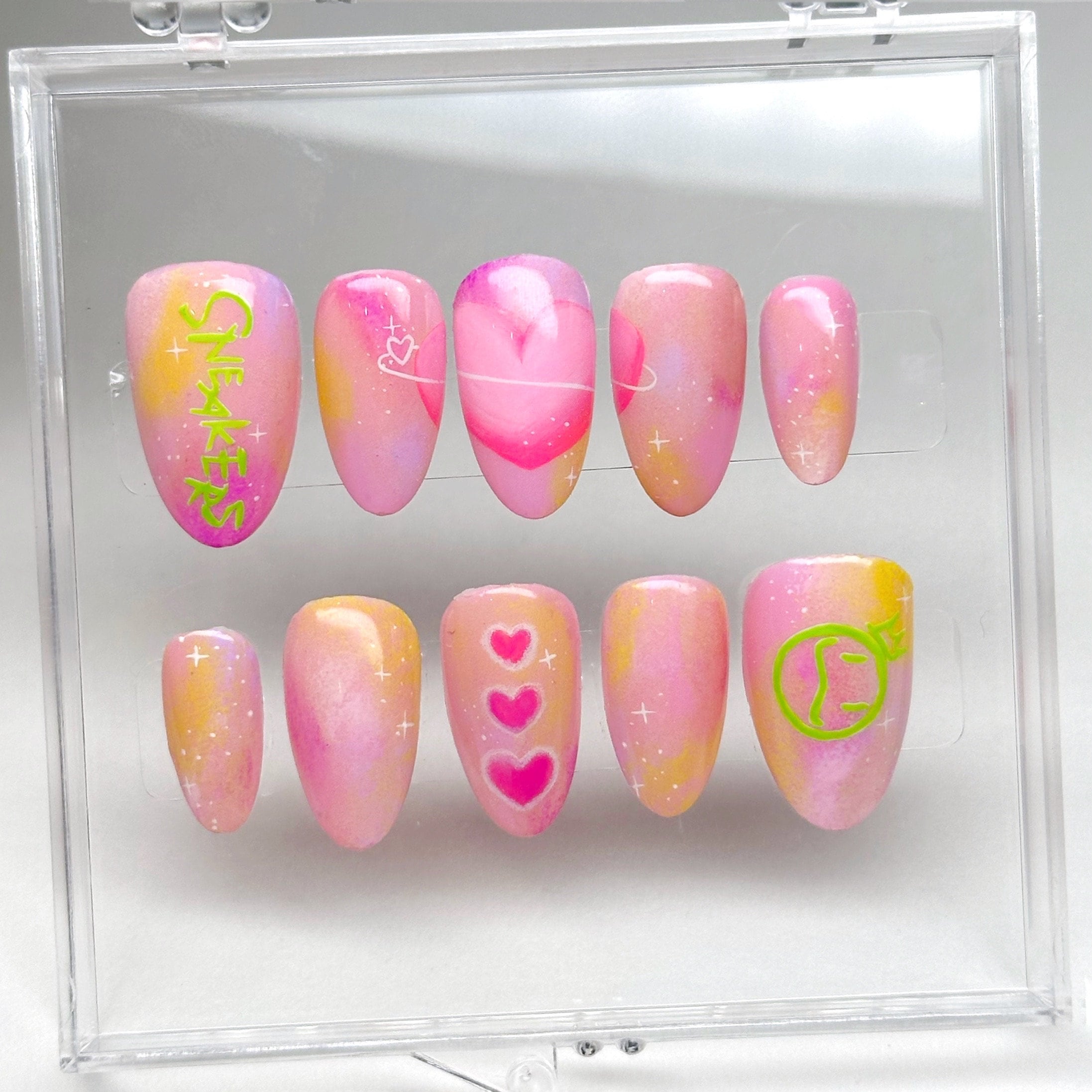 Itzy Sneakers Inspired Nails Kpop Nails Solid Press on Nails Gel X ...