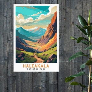 Haleakala National Park Vintage Travel Poster Print Wall Art Gift Idea Home Decor Anniversary ...