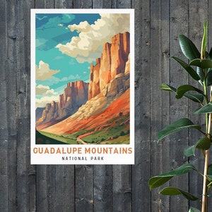 Guadalupe Mountains National Park Vintage Travel Poster Print Wall Art ...