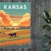 Kansas Vintage Travel Poster Print Wall Art Gift Idea Home Decor ...