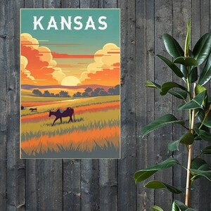 Kansas Vintage Travel Poster Print Wall Art Gift Idea Home Decor ...