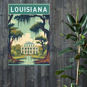 Louisiana Vintage Travel Poster Print Wall Art Gift Idea Home Decor ...