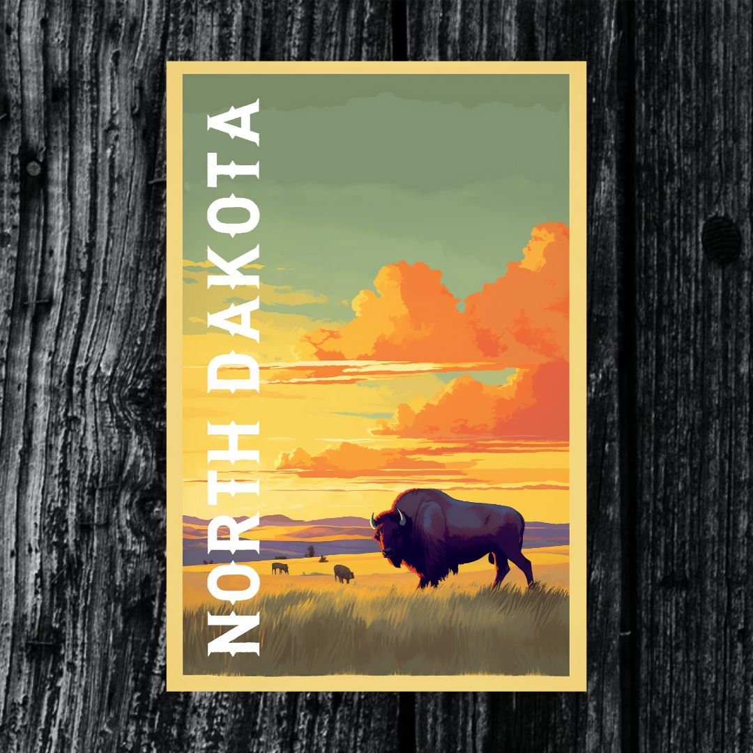 North Dakota Vintage Travel Poster Print Wall Art Gift Idea Home Decor ...