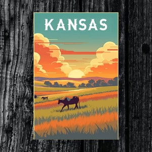 Kansas Vintage Travel Poster Print Wall Art Gift Idea Home Decor ...