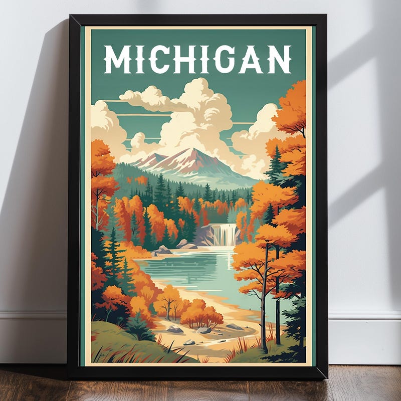 Michigan Poster - Etsy