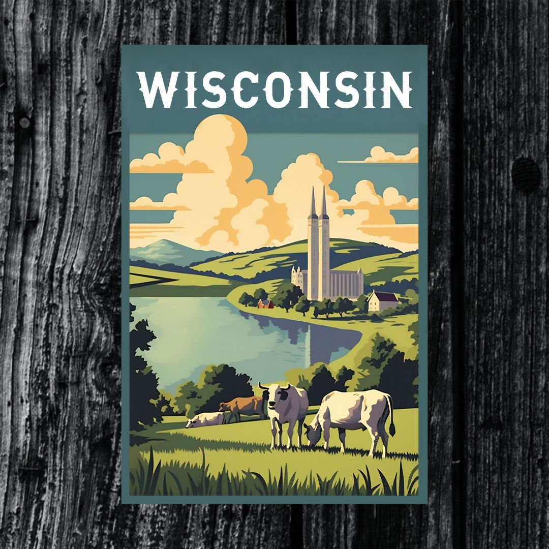 Wisconsin Vintage Travel Poster Print Wall Art Gift Idea Home Decor ...