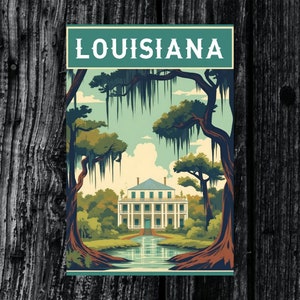 Louisiana Vintage Travel Poster Print Wall Art Gift Idea Home Decor ...