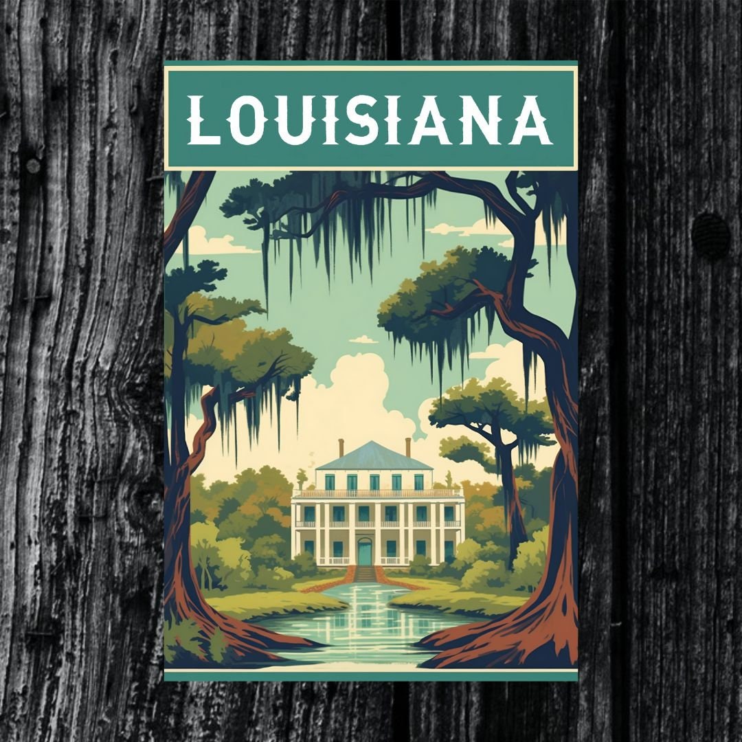 Louisiana Vintage Travel Poster Print Wall Art Gift Idea Home Decor ...