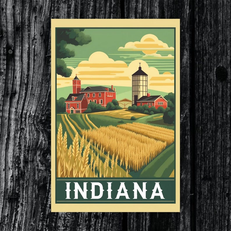 Indiana Vintage Travel Poster Print Wall Art Gift Idea - Etsy