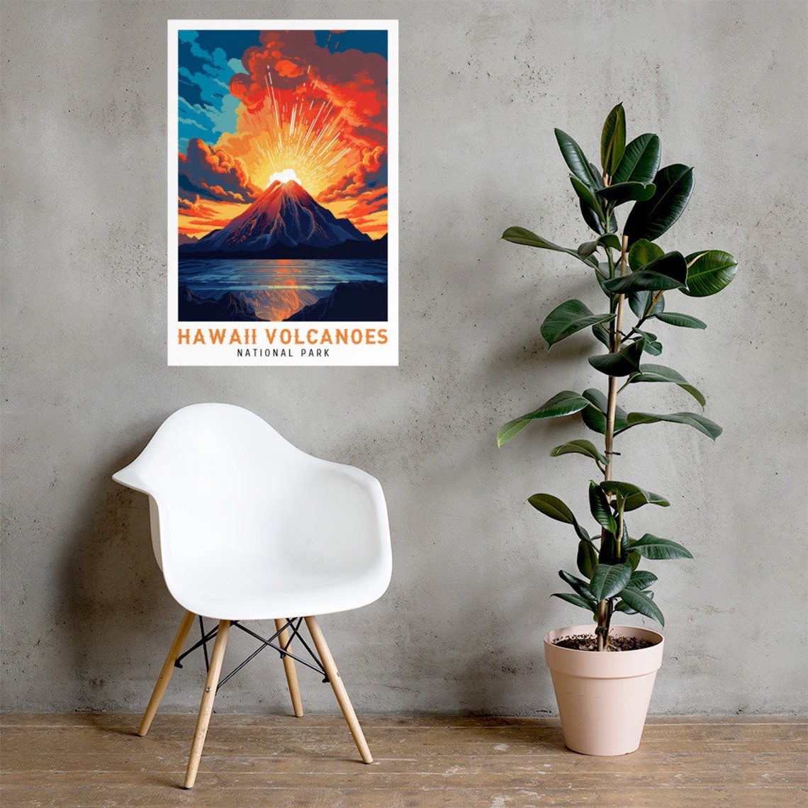 Hawaii Volcanoes National Park Vintage Travel Poster Print Wall Art ...