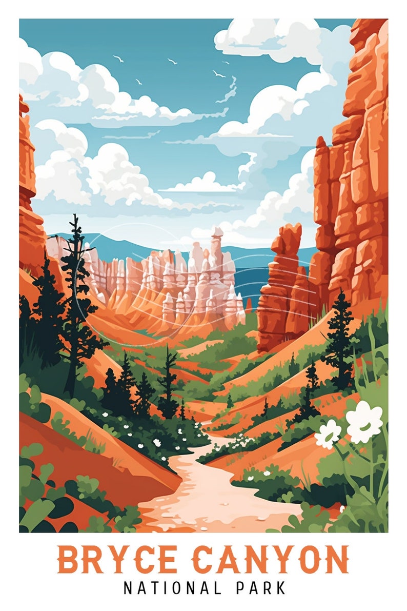 Bryce Canyon National Park Vintage Travel Poster Print Wall - Etsy