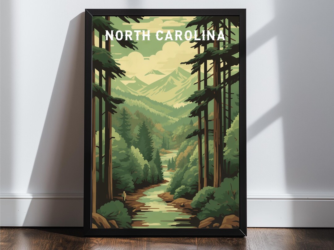 North Carolina Vintage Travel Poster Print Wall Art Gift Idea Home ...