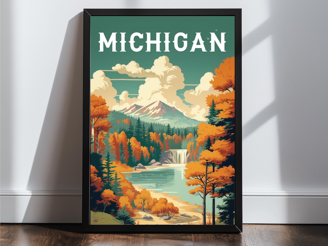 Michigan Vintage Travel Poster Print Wall Art Gift Idea Home Decor - Etsy